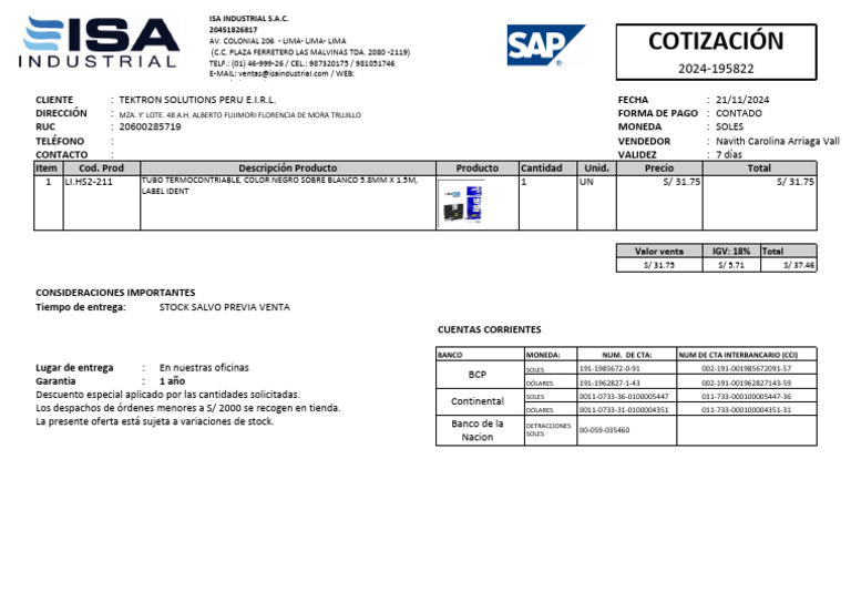 2024 195822 Tektron Solutions Peru E I R L 21 11 2024 Pdf Economias