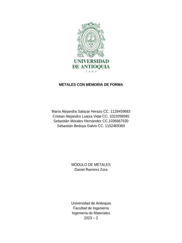 Material Con Memoria de Forma - 1 | PDF | Materiales | Ciencias fisicas