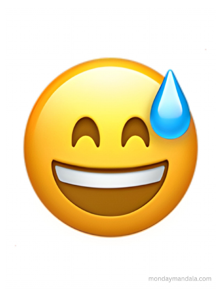 Printable Smiling Face With Open Mouth and Cold Sweat Emoji | PDF