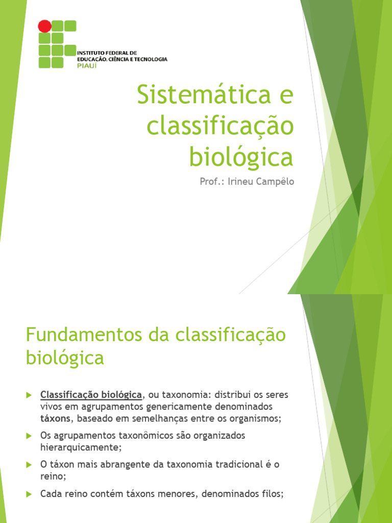 Sistemática e Classificação Biológica | PDF | Taxonomia (Biologia) | Gênero