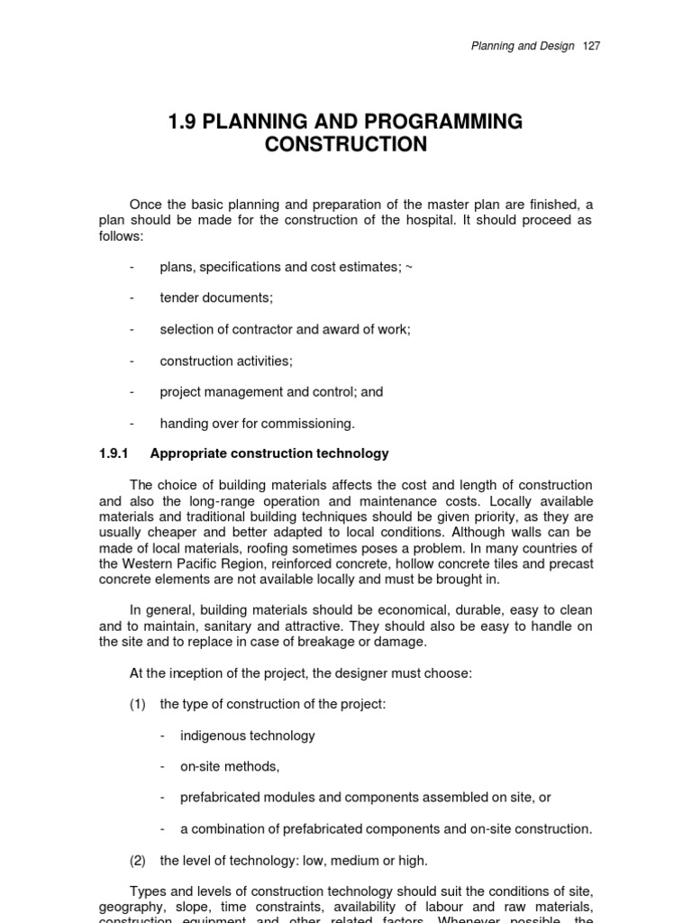1.9 Planning and Programming Construction | PDF