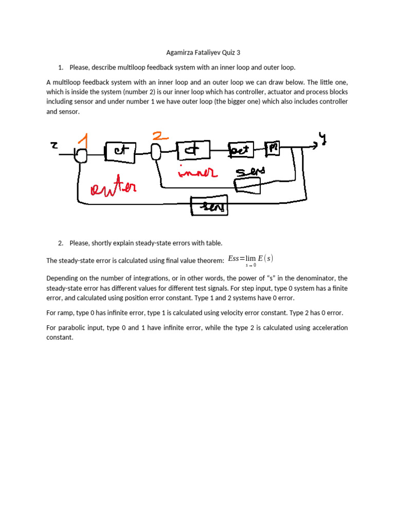 Quiz 3 | PDF | Control Theory | Telecommunications Engineering