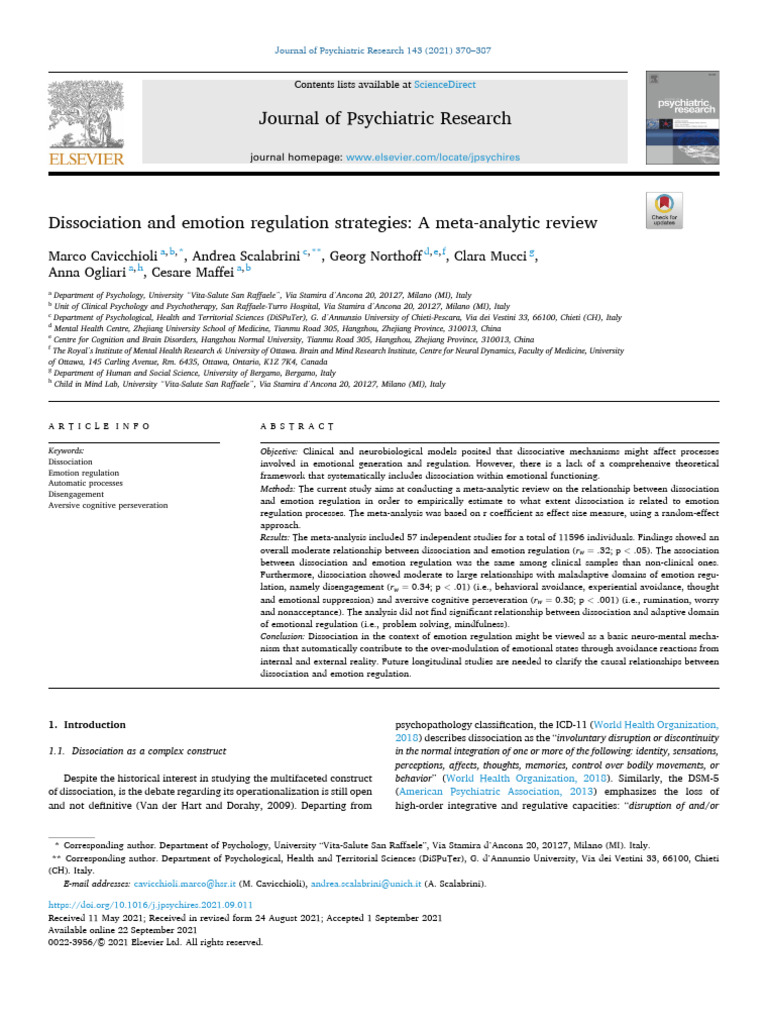 Journal of Psychiatric Research | PDF | Emotions | Psychology