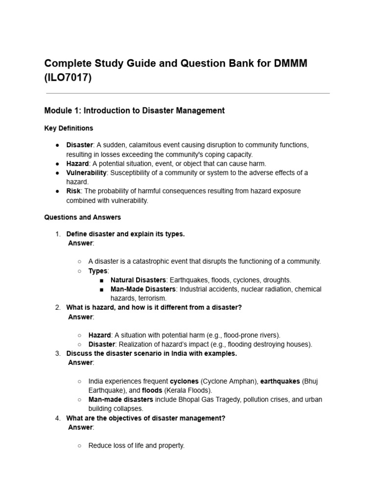 Complete Study Guide and Question Bank For DMMM (ILO7017) | PDF ...