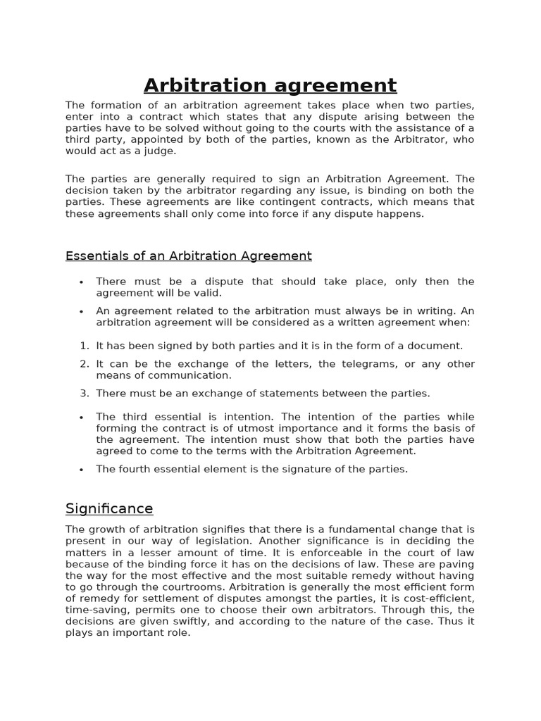 Arbitration agreement | PDF | Arbitration | Government