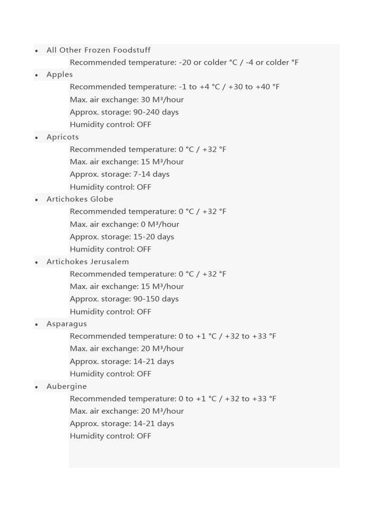 Reefer Cargo Specifications | PDF | Zucchini | Cuisine