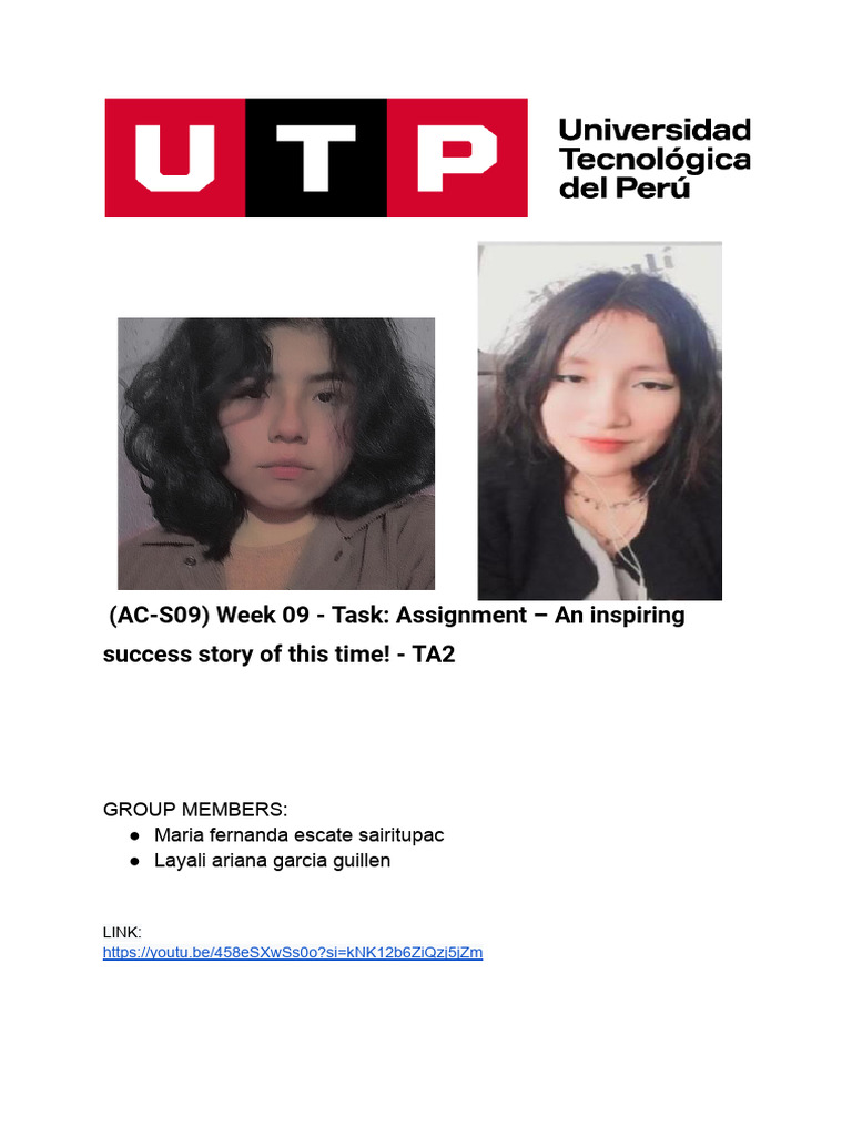 (AC-S09) Week 09 - Task Assignment - An Inspiring Success Story of This Time! - TA2 | PDF