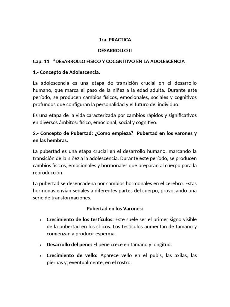 Tarera Adolescencia | PDF | Sistema reproductivo | La sexualidad humana