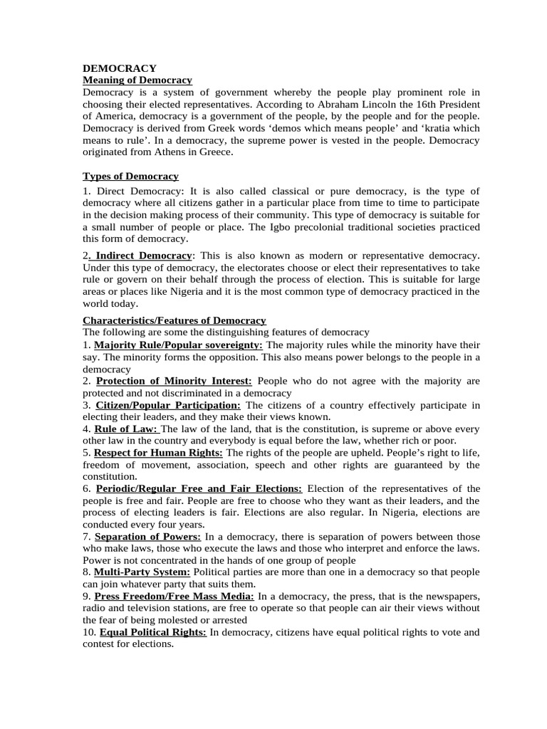 Democracy, Sovereignty, Communalism and Feudalism Notes | PDF ...