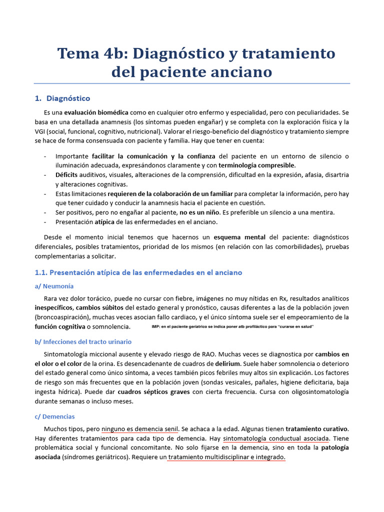 Tema 4b. Diagnóstico, Tratamiento y Evaluación Funcional | PDF | Medicamentos con receta ...