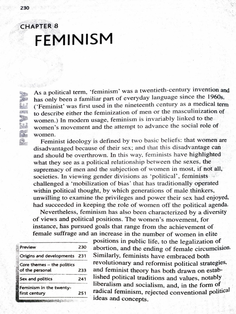 Feminism Notes | PDF | Feminism | Gender Studies