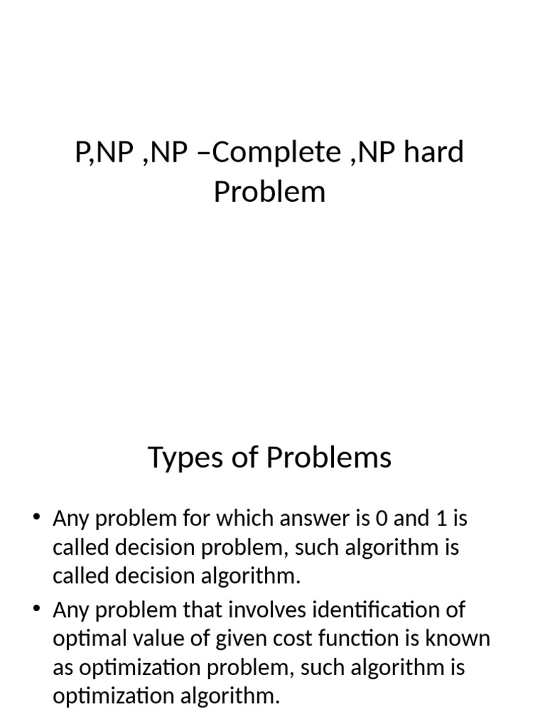 P, NP, NP - Complete, NP Hard | PDF | Time Complexity | Mathematical Logic