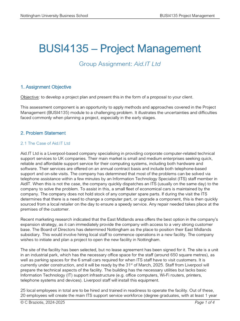 Group Coursework (BUSI4135) - 2024 | PDF | Project Management | Data