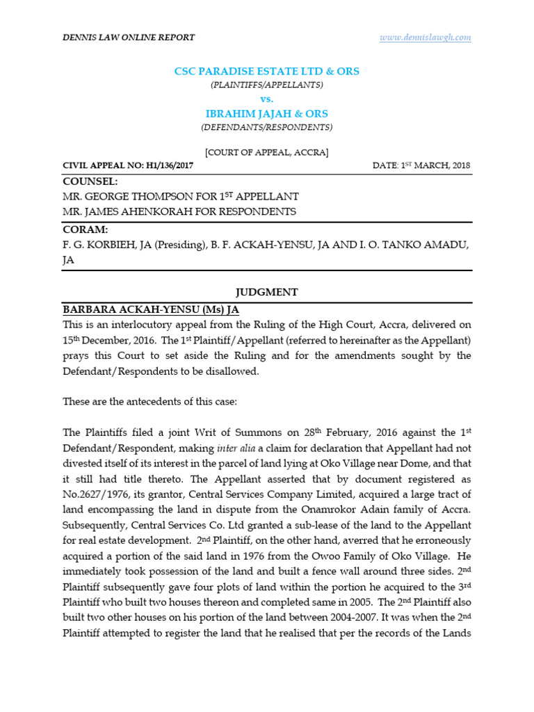 Appeal on Land Dispute: Jajah Case | PDF | Pleading | Justice