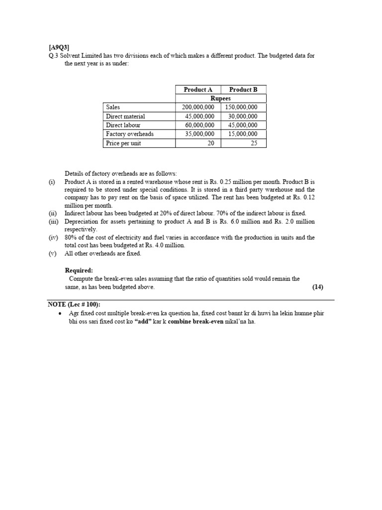 11- Chap 14 - CVP | PDF | Depreciation | Sales