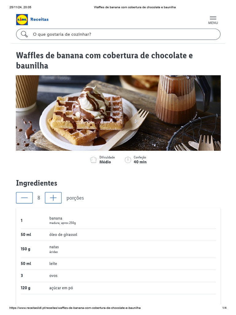 Waffles de Banana com Chocolate e Baunilha | PDF | Chocolate | Banana