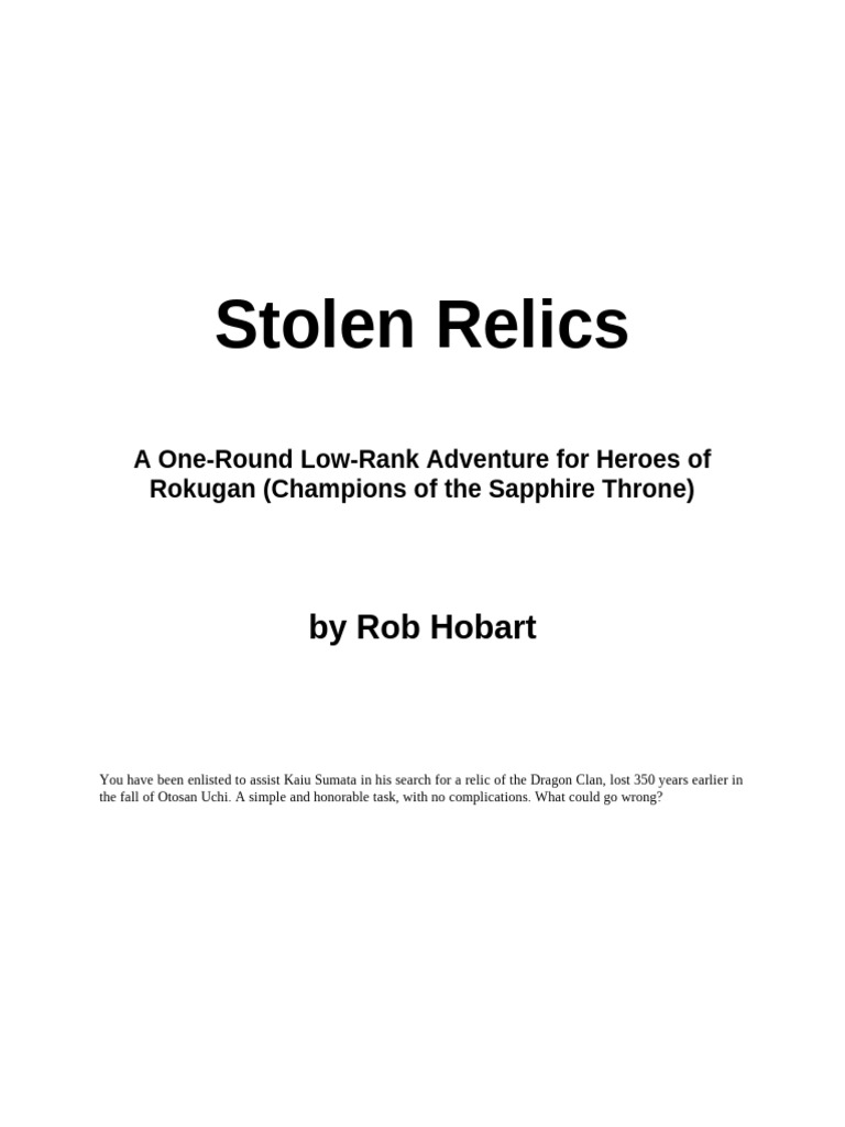 Stolen Relics | PDF | History | Young Adult