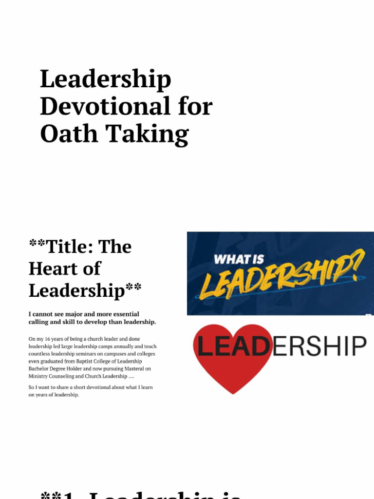 Leadership Devotinal For Oath Taking | PDF