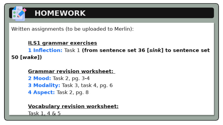 ILS1-2024-2025 - Week 5 - Homework | PDF | Language Arts & Discipline | Foreign Language Studies