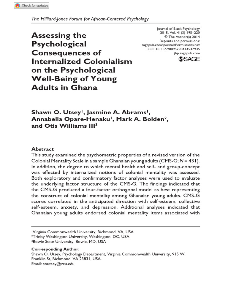 Colonial Mentality | PDF | Colonialism | Factor Analysis