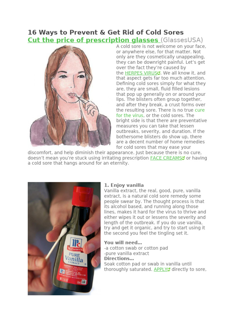 16 Ways To Prevent Cold Sores | PDF | Medical Specialties | Clinical ...