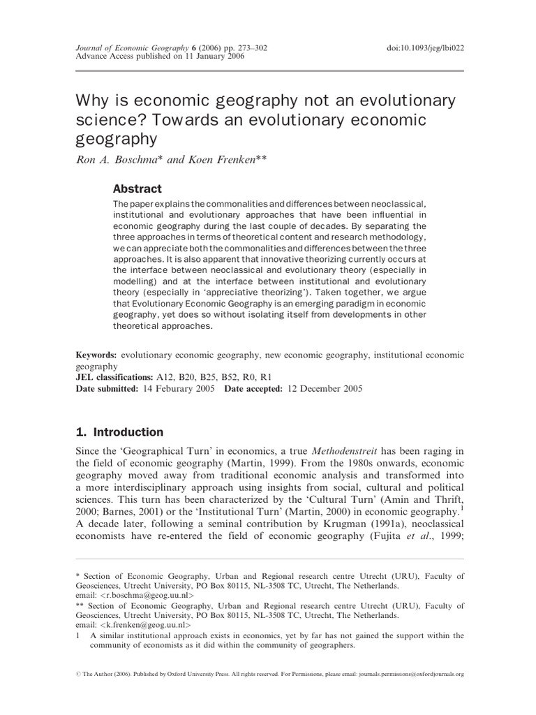 Evolutioinary Economic Geography - Metodo | PDF | Neoclassical ...