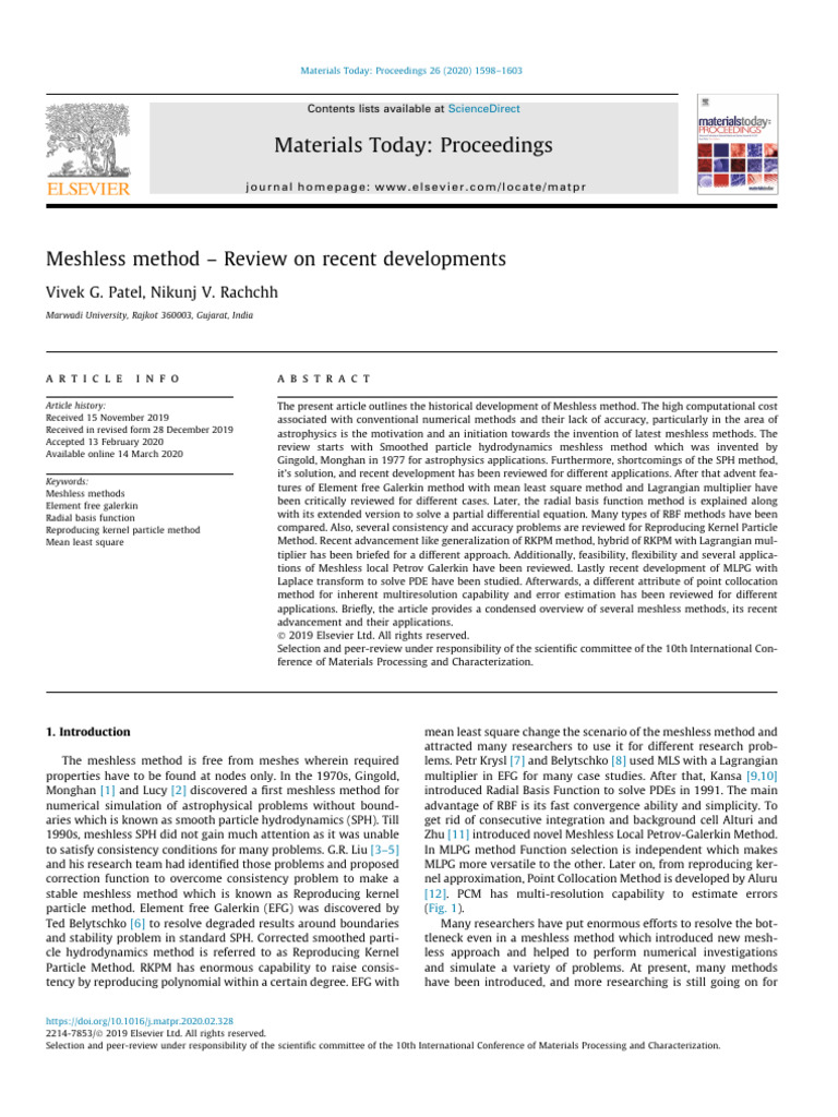 Advances in Meshless Methods Review | PDF | Finite Element Method ...