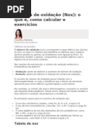 Números de Oxidação e Suas Regras | PDF | Ligação química | Ligação iônica