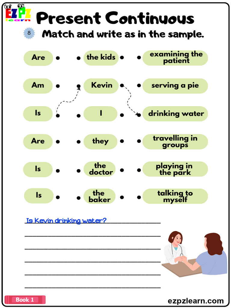 Present Continuous Match And Write Grammar Worksheet Pdf Wellness