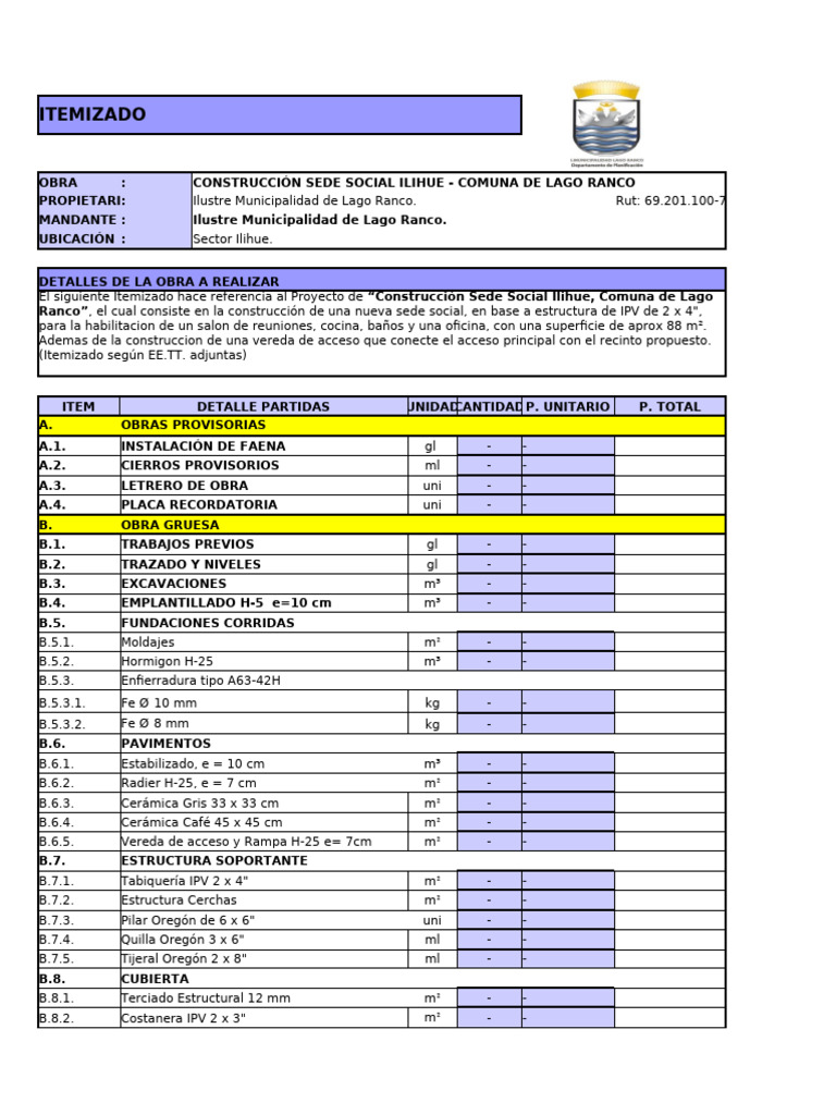 Itemizado | PDF | Materiales | Materiales de construcción