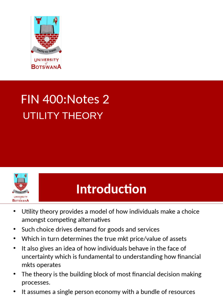 FIN 400 Notes 2-Utility Theory | PDF | Utility | Consumption (Economics)