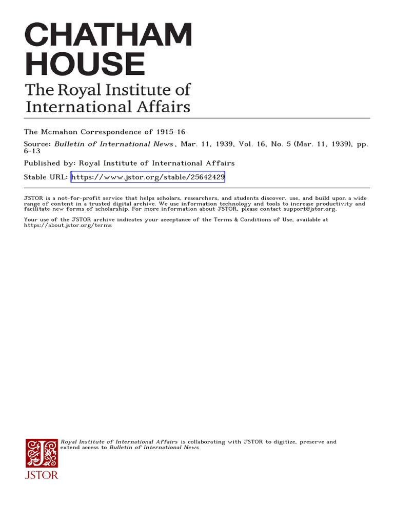 Scholars' Insight: McMahon Letters | PDF | Mandatory Palestine | Palestine (Region)