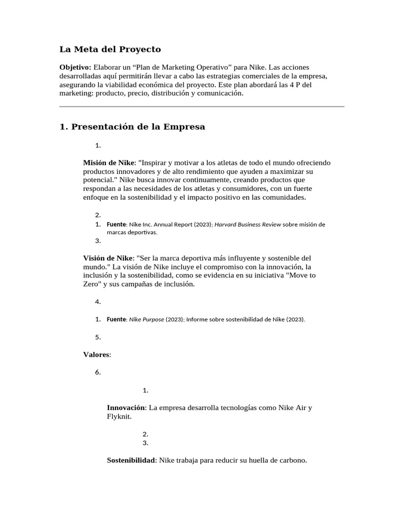 La Meta Del Proyecto | PDF | Marketing | Nike