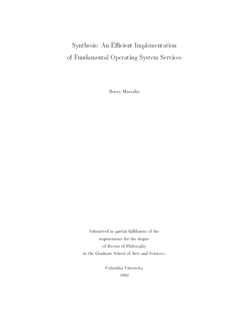 Synthesis - An Efficient Implementation of Fundamental Operating System Services | PDF ...