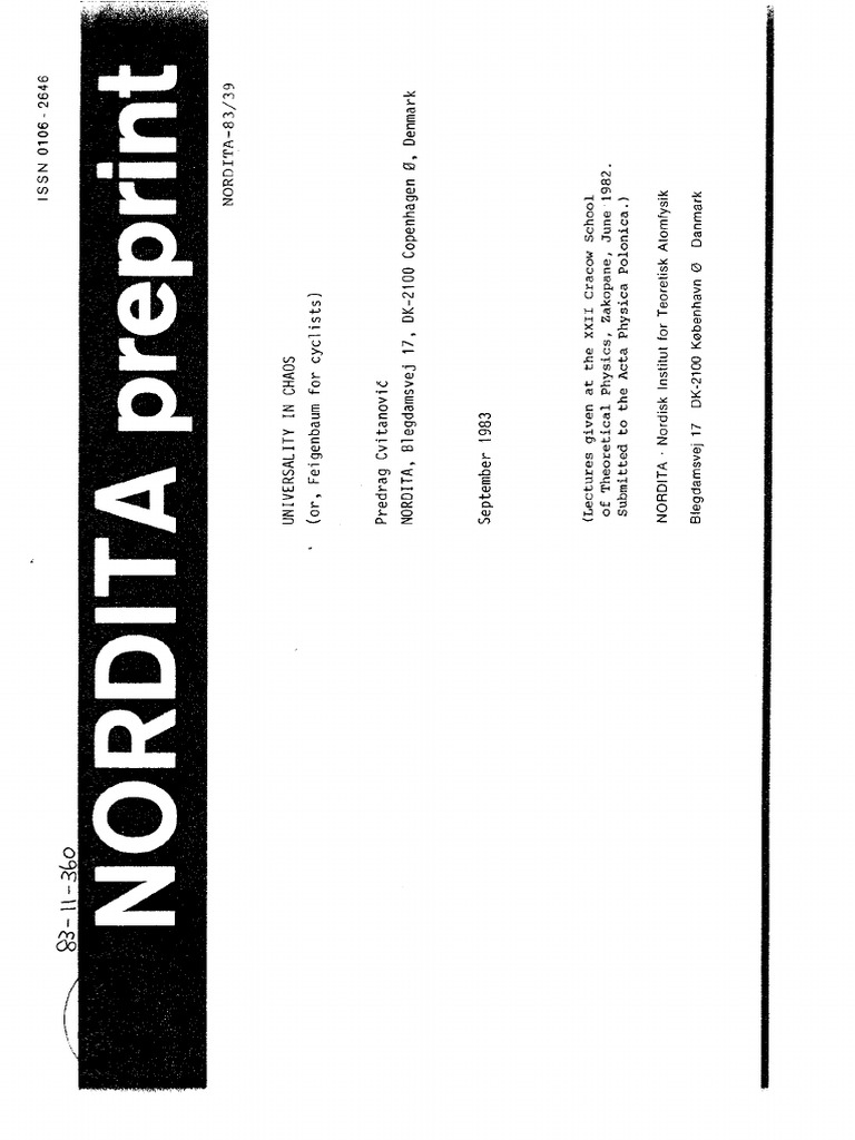 Cvitanovic, Predrag - Universality in Chaos, (Or Feigenbaum For ...