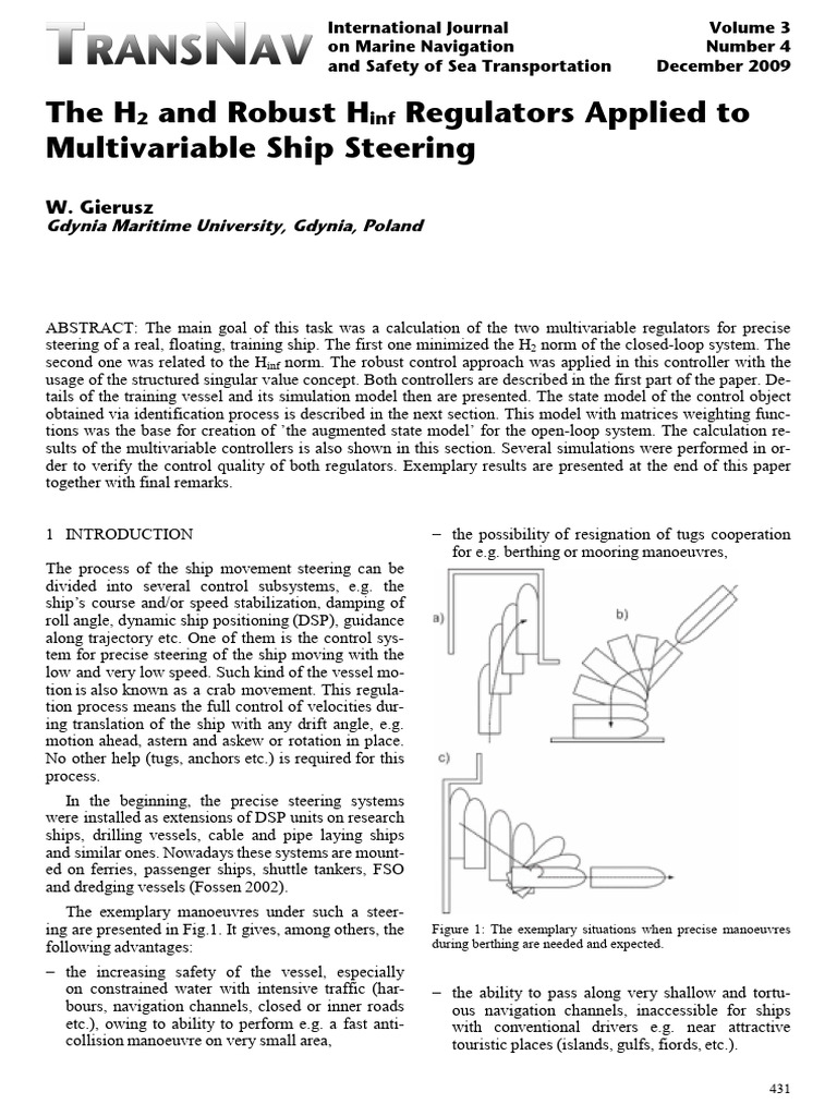 The H2 and Robust Hinf Regulators Appliedto Multivariable Ship Steering 1 | PDF | Matrix ...