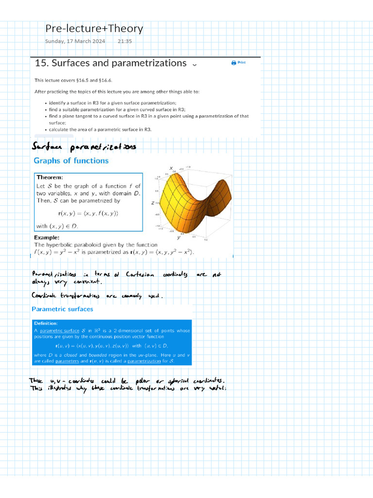Vector Calculus: Surfaces and Normal Vectors | PDF