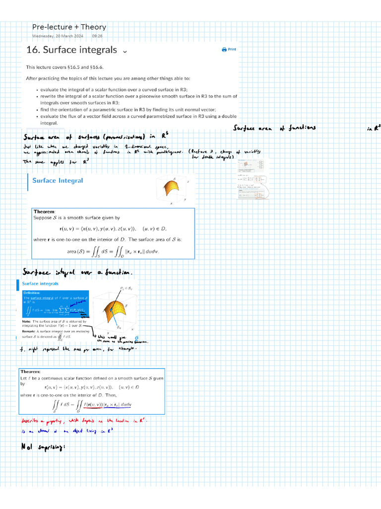 Vector Calculus: Surface Integrals | PDF