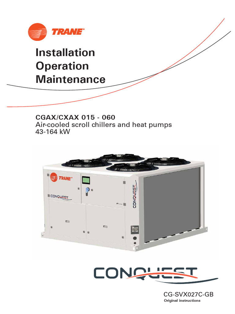 Trane CGAX/CXAX Chiller Manual | PDF | Heat Exchanger | Mechanical ...