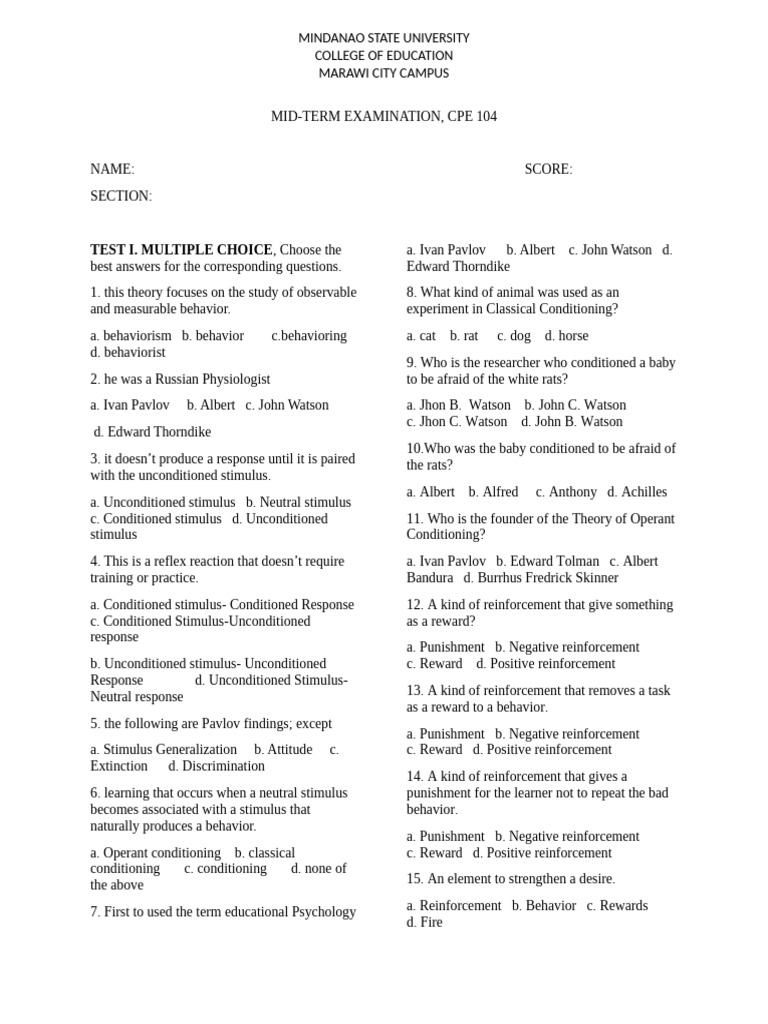 Cpe 104-QS | PDF | Learning | Reinforcement