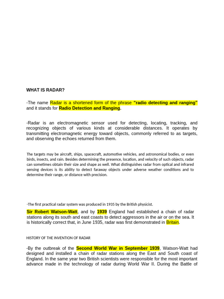 Radar: A Comprehensive Guide | PDF | Radar | Antenna (Radio)