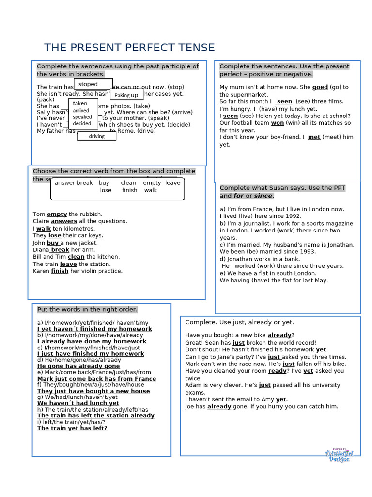 The Present Perfect Tense | PDF | Perfect (Grammar) | Verb