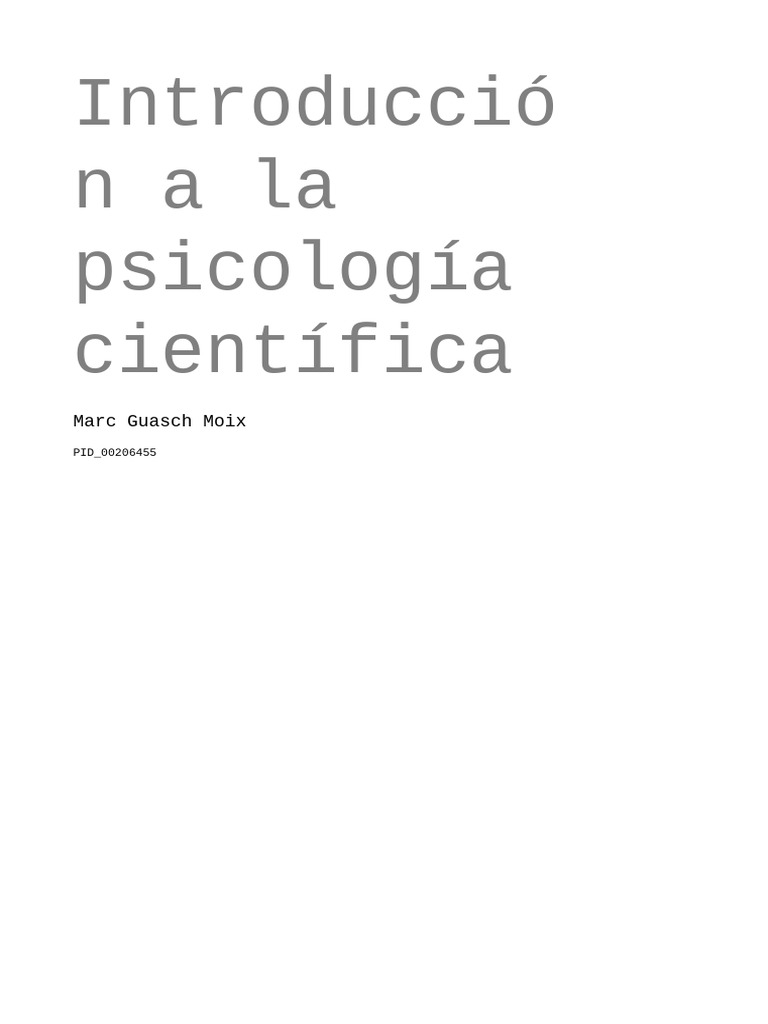 Marc Guasch-Moix Introducción A La Psicología Científica | PDF ...
