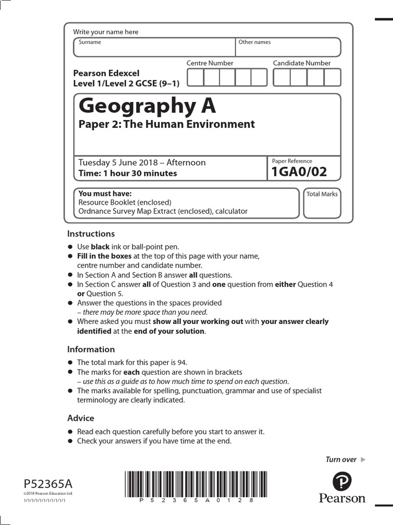 GCSE Geography: Human Environment Exam | PDF