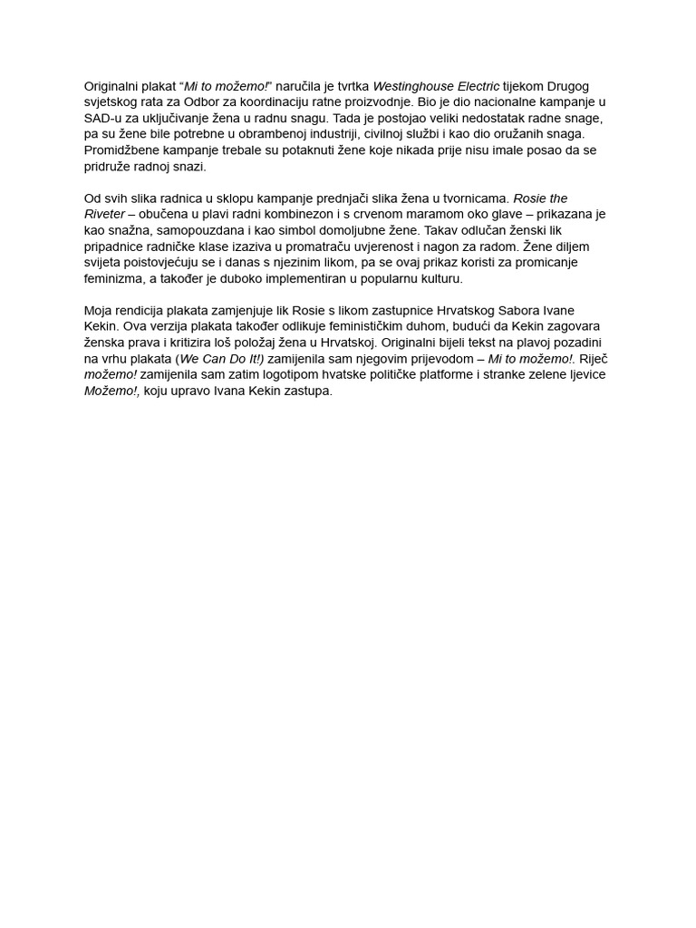 Likovni - Analiza Plakata We Can Do It! | PDF