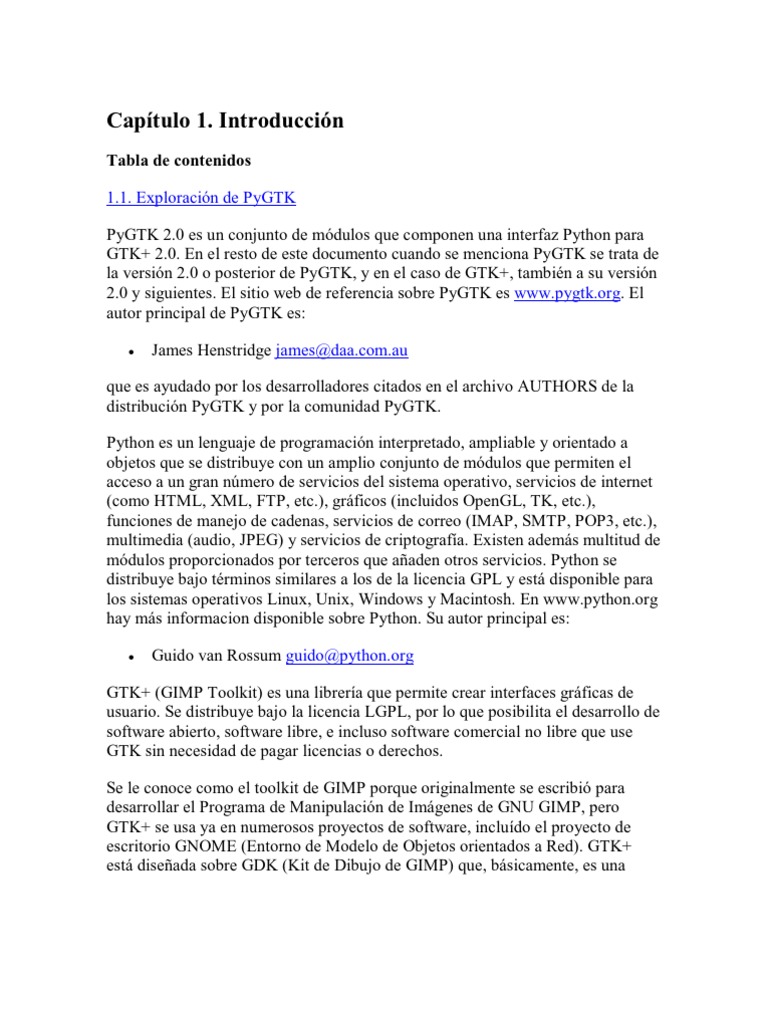 Tutorial de PyGTK 2.0 Versión 2.3 | PDF | Python (lenguaje de ...