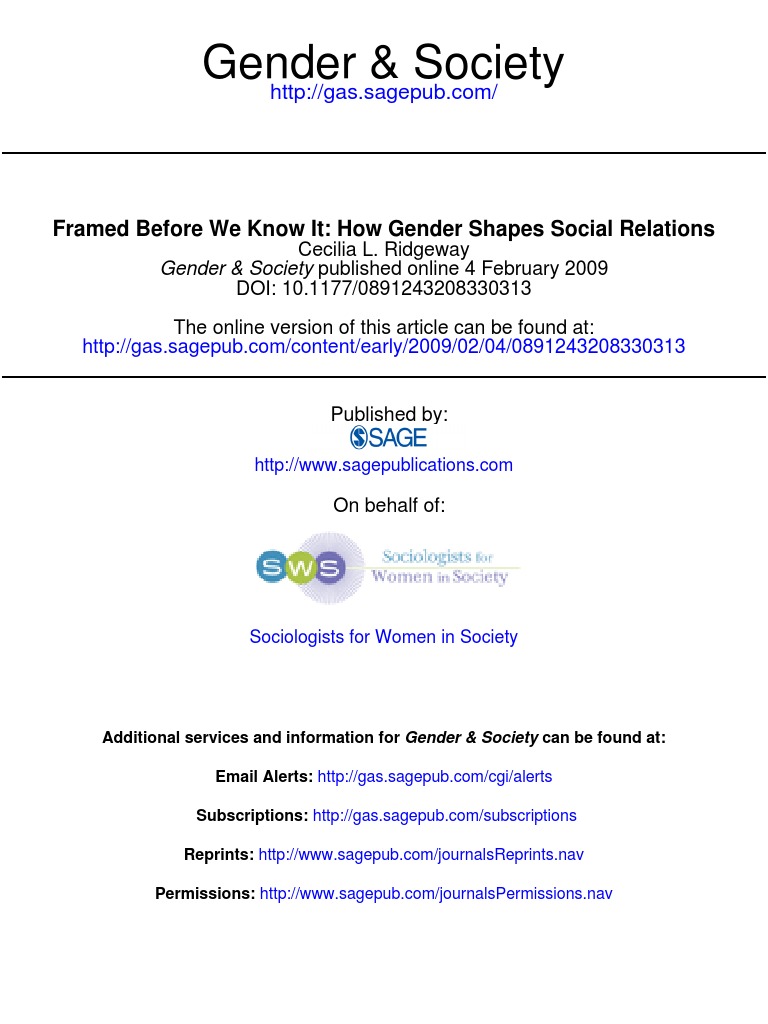 Gender & Society | PDF | Gender Role | Gender Inequality