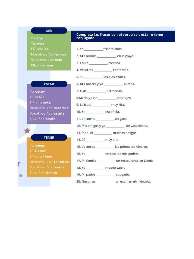 Ser, Estar, Tener | PDF