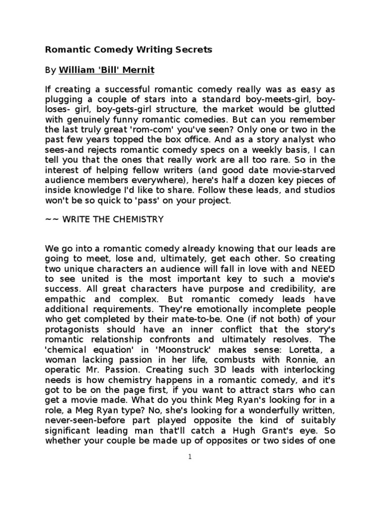 Romantic Comedy Writing Secrets | PDF | Plot (Narrative)