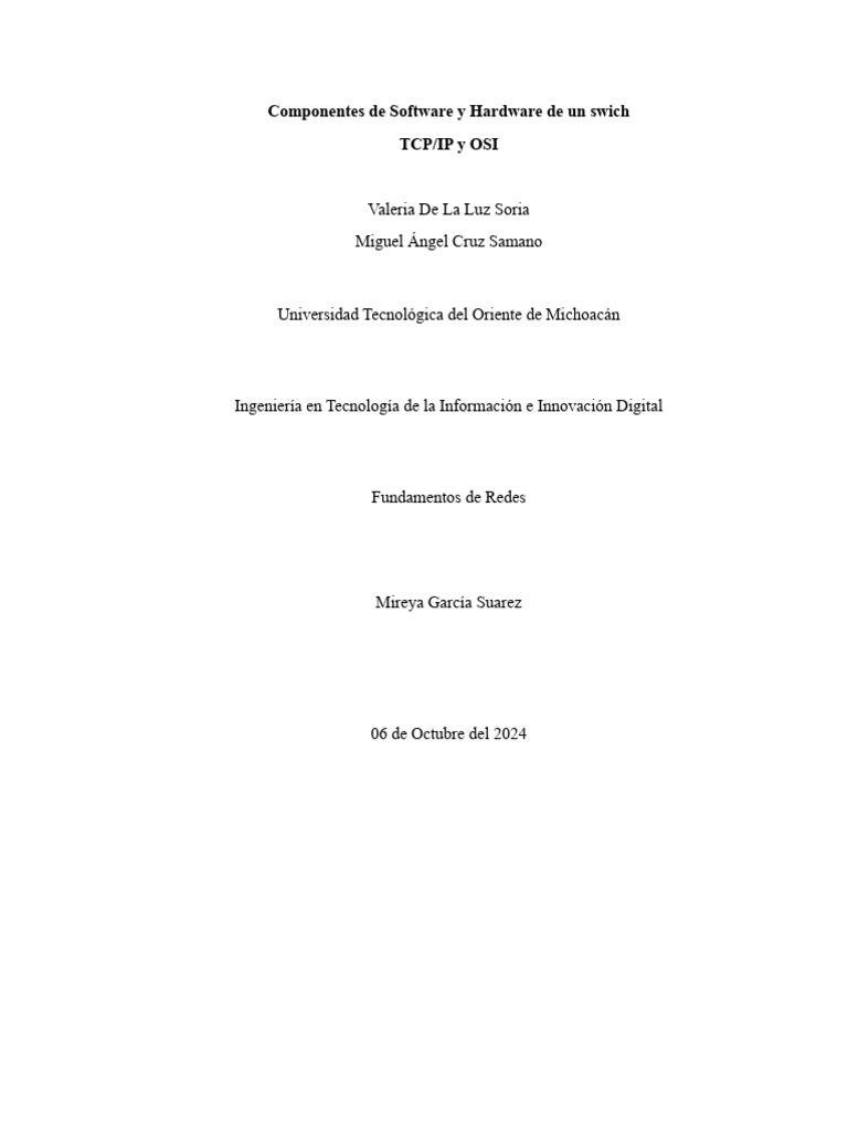 Componentes de un Switch: Hardware y Software | PDF | Modelo osi | Red ...